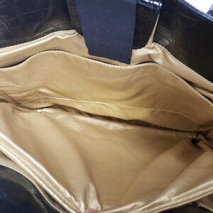 Avon | Bags | Avon Tote Black Croc Embossed Glossy Faux Leather ...